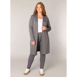 Damen Longstrickjacke "Ayla Long", grau, Gr. 44, Base Level Curvy, Strick, Obermaterial: 94% Viskose, 6% Elasthan, Strickjacken, Gro&szlig;e Gr&ouml;&szlig;en