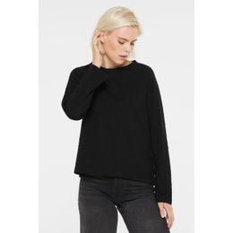 Rundhalsshirt SENSES.THE LABEL, Damen, Gr. L, schwarz, Material: 100% Baumwolle, unifarben, regular fit normal, Raglan&auml;rmel gerader Abschluss, Shirts Rundhalsshirt, aus Baumwolle