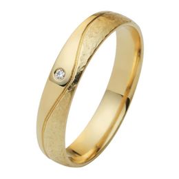 Firetti Damen Trauring "Schmuck Geschenk Gold 750 Hochzeit Ehering "LIEBE"", 66, 0,01 SI = kleine Einschl&uuml;sse mit Brillant, Gelbgold 585, 4mm, gold,