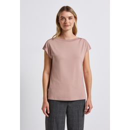 T-Shirt Street One, Damen, Gr. 34, faded rose, Stoff, 95% Viskose, 5% Elasthan, unifarben, normal normal, U-Boot-Ausschnitt, abgesteppt, Shirts T-Shirt, aus strecthigem Viskosematerial