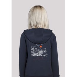 F4NT4STIC Damen Kapuzenpullover "Escape Discover the World Town Train Station", blau, Gr. M, Obermaterial: 65% Baumwolle, 35% Polyester, Pullover,