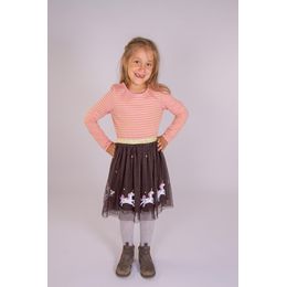 happy girls M&auml;dchen Midikleid, pink, Gr. 140, Glitzerstreifen, gemustert, geringelt, Jersey, Obermaterial: 90% Baumwolle, 10% metallisierte Fasern.