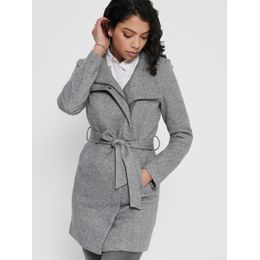 Only Damen Kurzmantel "ONLELLI LIGHT COAT CS OTW"light grau melange, Gr. S, unifarben, Web, Obermaterial: 85% Polyester, 15% Baumwolle, M&auml;ntel