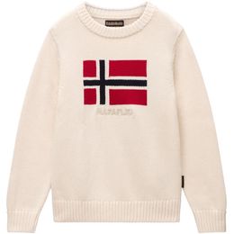 Napapijri Jungen Strickpullover, beige, Gr. 14, Strick, Obermaterial: 100% Baumwolle, Pullover, Rundhals, Rippb&uuml;ndchen