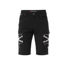 Cipo & Baxx CIPO & BAXX Herren Stoffhose "Capri-Shorts", schwarz, Gr. 32, unifarben, 80% Polyamid, 12% Elasthan, 8% Polyester, Hosen, mit zahlreichen Taschen