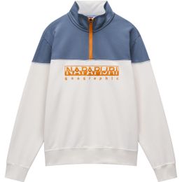 Napapijri Herren Sweatshirt "B-SATURNIA HZ", wei&szlig;, Gr. M, bestickt, mehrfarbig, Sweatware, Obermaterial: 100% Baumwolle, Sweatshirts, Mit
