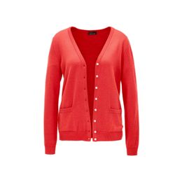 GOLDNER Damen Strickjacke "Kurzgr&ouml;&szlig;e Uni Merino-Cardigan Langarm", rot, Gr. 22, Obermaterial: 100% Schurwolle WV., Strickjacken