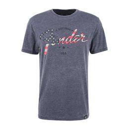 Recovered Damen T-Shirt "Fender American Flag Logo", blau, Gr. XXL, bedruckt, 55% Baumwolle, 45% Polyester, Shirts, mit Fender-Logo im Vintage-Stil