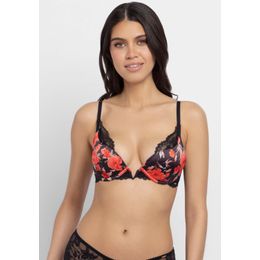 Dorina Damen B&uuml;gel-BH "Anahi Floral", Gr. 90, schwarz, Spitze, Obermaterial: 58% Polyester, 35% Polyamid, 7% Elasthan, bedruckt, BHs, leicht