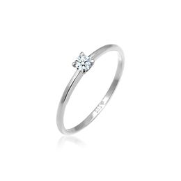 Elli DIAMONDS Damen Verlobungsring "Diamant Wei&szlig; Brillantschliff (0.06 ct) 585 Wei&szlig;gold", 56mm, 0,06 P1 = bei 10-facher Vergr&ouml;&szlig;erung erkennbare