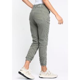 Gang Damen Cargohose "94RAFFAELA CARGO", gr&uuml;n, Gr. 28, unifarben, Web, Obermaterial: 64% Lyocell, 32% Baumwolle, 4% Elasthan, Hosen, mit 2-Knopf