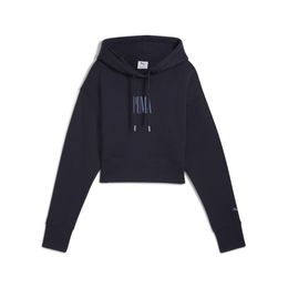 Puma Damen Hoodie "Premium Essentials Relaxed Graphic Hoodie Damen", blau, Gr. XL, 100% Baumwolle, Sweatshirts