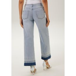 Aniston CASUAL Damen Straight-Jeans, blau, Gr. 36, Abriebeffekte, Denim/Jeans, Obermaterial: 87% Baumwolle, 11% Polyester, 2% Elasthan, Jeans, mit