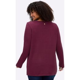sheego Damen V-Ausschnitt-Pullover "Pullover"bordeaux, Gr. 56, unifarben, 50% Viskose, 25% Polyester, 25% Polyamid, Pullover