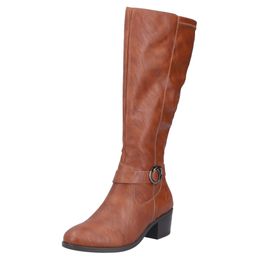 Rieker Damen Stiefel, Gr. 37, braun, Lederimitat, unifarben, Schuhe, Langschaftstiefel, Rei&szlig;verschluss, in schmaler Form