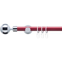 Gardinenstange Liedeco, L:200cm &Oslash;:20mm, rot, Eisen, Gardinenstangen, "Fertigstilgarnitur 20 mm Power Celebration Kugel mit Ring", Gardinenstange
