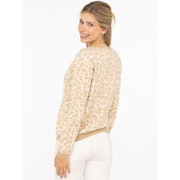 Zwillingsherz Damen Strickjacke ""Gestrickter-Leo"", beige, Gr. S, Strick, Obermaterial: 100% Baumwolle, Strickjacken, mit Kn&ouml;pfen, mit Leomuster aus