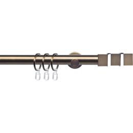 Gardinenstange Liedeco, L:120cm &Oslash;:25mm, braun, Metall, Gardinenstangen, "CELQUADE01SG1L", 1-l&auml;ufig im Fixma&szlig; &Oslash; 25 mm