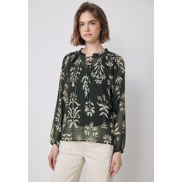 Damen Langarmbluse, gr&uuml;n, Gr. 40, STREET ONE STUDIO, bedruckt, Stoff, 100% Polyester, Blusen, mit dekorativen B&auml;ndchen