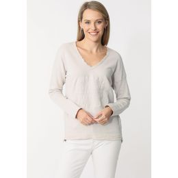 Zwillingsherz Damen Sweatshirt, beige, Gr. SM, unifarben, Sweatware, Obermaterial: 70% Baumwolle, 30% Polyacryl, Sweatshirts, ausgefranster
