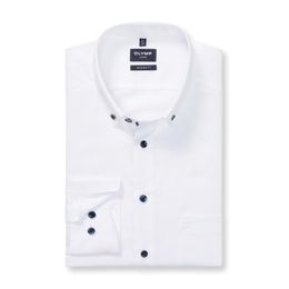 OLYMP Herren Langarmhemd "Luxor modern fit", wei&szlig;, Gr. 45, Web, Obermaterial: 100% Baumwolle, Hemden, modern fit, Businesshemd, Button-down-Kragen
