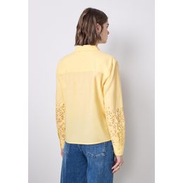 Damen Hemdbluse, gelb, Gr. 44, STREET ONE STUDIO, unifarben, Web, 100% Baumwolle, Blusen, aus reiner Baumwolle