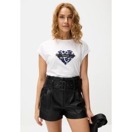 Lascana Damen Print-Shirt, wei&szlig;, Gr. 40, bedruckt, unifarben, Stoff, Obermaterial: 100% Baumwolle, Shirts, aus Baumwolle, Damen T-Shirt, Basic