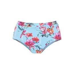 Sunseeker Damen Highwaist-Bikini-Hose "Modern", blau, Gr. 36, bedruckt, floral, Polyamid, Badehosen, mit floralem Design