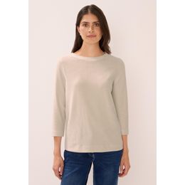 Cecil Damen T-Shirt, beige, Gr. XL, unifarben, Web, 78% Baumwolle, 18% Polyester, 4% Elasthan, Shirts, mit U-Boot-Ausschnitt