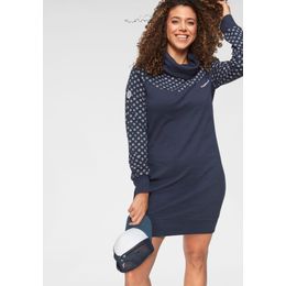 Kangaroos Damen Sweatkleid, blau, Gr. 44, gemustert, unifarben, Interlock, Obermaterial: 100% Baumwolle, Kleider, lang, aus Baumwolle, Langarm, mit