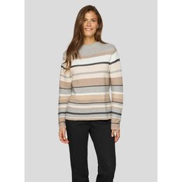 Rabe Damen Streifenpullover, braun, Gr. 40, Intarsienmuster, gestreift, Strick, Obermaterial: 50% Baumwolle, 50% Polyacryl, Pullover, mit intarsien