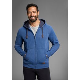 MAN'S WORLD MAN'S WORLD Herren Kapuzensweatjacke, blau, Gr. S, angeraute Sweatware, Obermaterial: 60% Baumwolle, 40% Polyester. Kapuzenfutter: 100% Baumwolle,