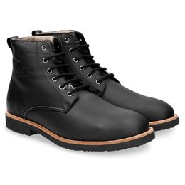 Panama Jack Herren Winterboots, Gr. 40, schwarz, Nappaleder, Schuhe, Winterstiefelette, Schn&uuml;rboots, Outdoorschuh mit Kontrast-Rahmennaht
