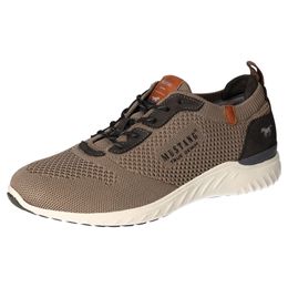 Mustang Shoes Herren Slip-On Sneaker, Gr. 45, beige, Lederimitat, Textil, kontrastfarbene Details, Schuhe, Slipper, Freizeitschuh mit heller Laufsohle