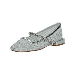 Alma en Pena Damen Riemchenballerina "Alma en Pena Ballerinas Textil", Gr. 39, silber, Textil, Schuhe