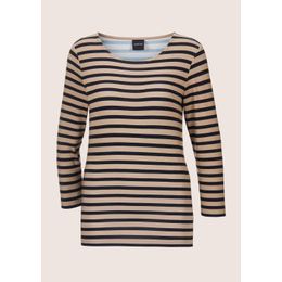 Madeleine Mode MADELEINE Damen 3/4-Arm-Shirt "Shirt Ringelshirt mit U-Boot-Ausschnitt, Halbarm", schwarz, Gr. 34, Obermaterial: 95% Viskose CV. 5% Elasthan EL.,