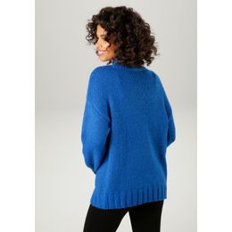 Aniston CASUAL Damen Strickpullover, blau, Gr. 40, meliert, Grobstrick, Obermaterial: 70% Polyacryl, 28% Polyester, 2% Polyamid, Pullover, mit