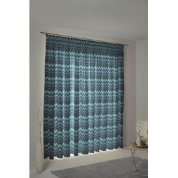 Vorhang WIRTH, B:132cm H:245cm, blau, Jacquard, Baumwolle, Polyester, Wohnzimmer, Gardinen, "Benewitz"