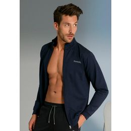 Herren Sweatjacke, BENCH. LOUNGEWEAR, Gr. 48, blau, Sweatware, Obermaterial: 60% Baumwolle, 40% Polyester, unifarben, Basic, Sweatjacken, mit