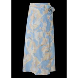 s.Oliver Damen Wickelrock, blau, Gr. 42, bedruckt, Web, Obermaterial: 84% Viskose, 16% Polyamid, R&ouml;cke, mit All-Over Print