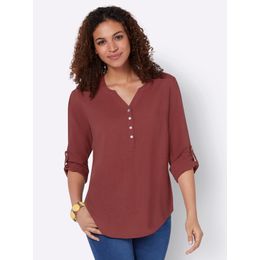 Casual Looks Damen Longbluse, rot, Gr. 38, unifarben, 100% Viskose, Blusen