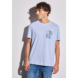 Street One MEN Herren T-Shirt, blau, Gr. XXXL, bedruckt, Web, 100% Baumwolle, Shirts, mit Rundhalsausschnitt