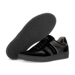 Pius Gabor Herren Sneaker, Gr. 10,5, schwarz, Nappaleder, Veloursleder, unifarben mit Farbeinsatz, Schuhe, Freizeitschuh, Halbschuh, Schn&uuml;rschuh in