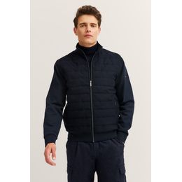 Bugatti Herren Sweatjacke "Regular Fit", blau, Gr. S, unifarben, Sweatware, 76% Baumwolle, 18% Polyester, 6% Elasthan, Sweatjacken, mit Quersteppung