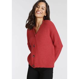 Laura Scott Damen Strickjacke, rot, Basic, Gr. 44, clean, unifarben, Grobstrick, Obermaterial: 50% Viskose, 28% Polyester, 22% Polyamid,