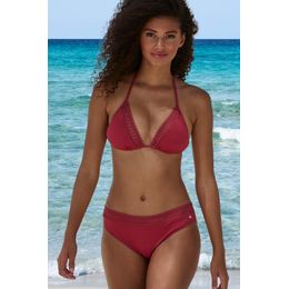 s.Oliver Damen Triangel-Bikini-Top "Aiko", rot, Gr. 42, unifarben, Microfaser, Microfaser, Polyamid, Bikini-Oberteile, mit H&auml;keloptik