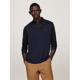Tommy Hilfiger Herren Langarm-Poloshirt "L/S LIQUID COTTON REG POLO mit Jersey und Markenlabel", blau, Gr. XXXL, Jersey, Obermaterial: 100%