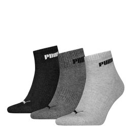 Puma Herren Kurzsocken "Puma UNISEX CUSHIONED NEXT QUARTER 3P", Gr. 43, grau, Baumwollmischung, Socken, mit gepolsterter Sohle