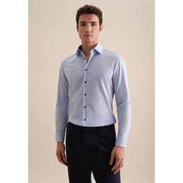 Seidensticker Herren Businesshemd "Schwarze Rose", blau, Gr. 44, unifarben, 100% Baumwolle, Hemden, Slim 1/1 Kentkragen Uni