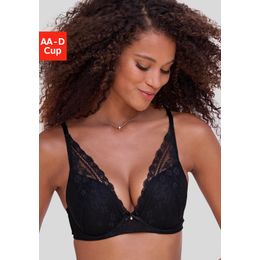 Damen Push-up-BH, NUANCE BY LASCANA, Gr. 70, schwarz, Spitze, Obermaterial: 68% Polyamid, 21% Polyester, 11% Elasthan, BHs, mit B&uuml;gel aus zarter,